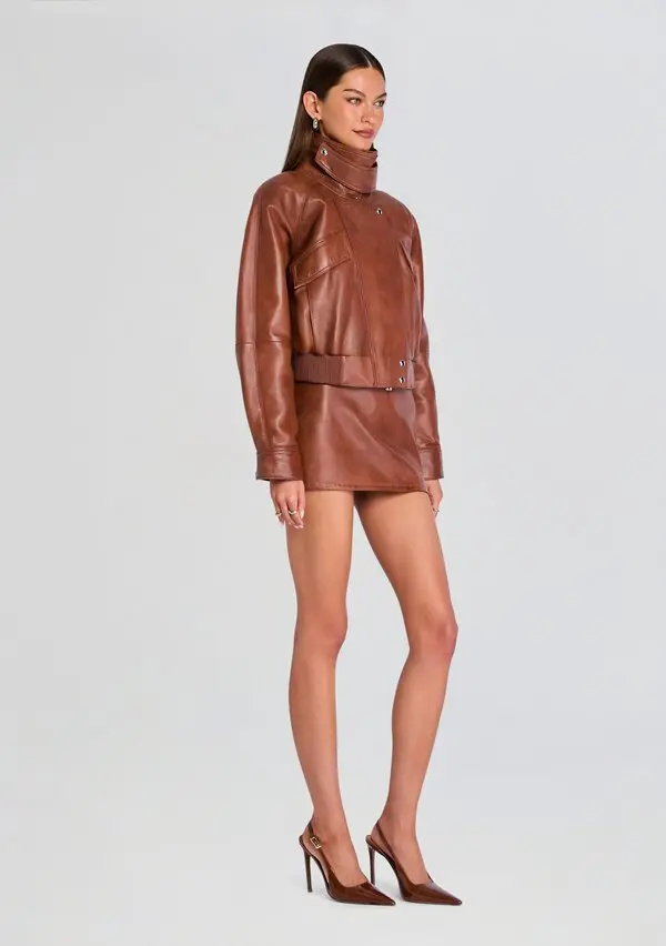Retrofete Lykke Leather Jacket - Cigar