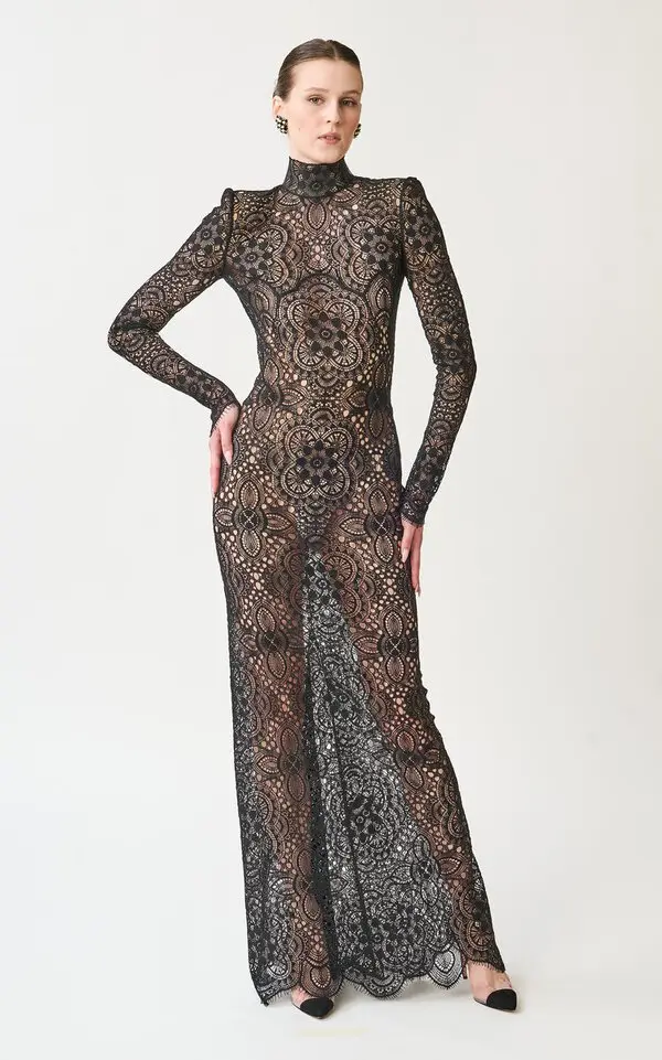 JUOZAS STATKEVICIUS Guipure Lace Trumpet Maxi Dress