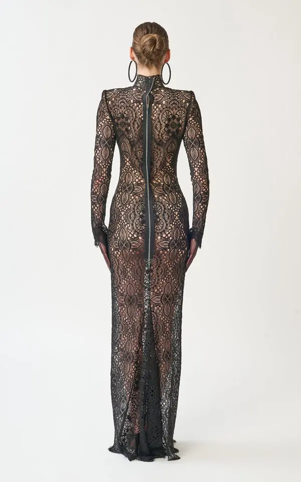 JUOZAS STATKEVICIUS Guipure Lace Trumpet Maxi Dress