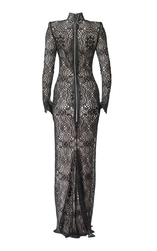 JUOZAS STATKEVICIUS Guipure Lace Trumpet Maxi Dress