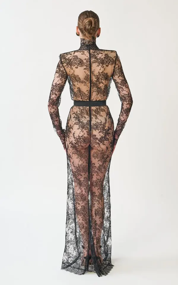 JUOZAS STATKEVICIUS Guipure Lace Column Maxi Dress