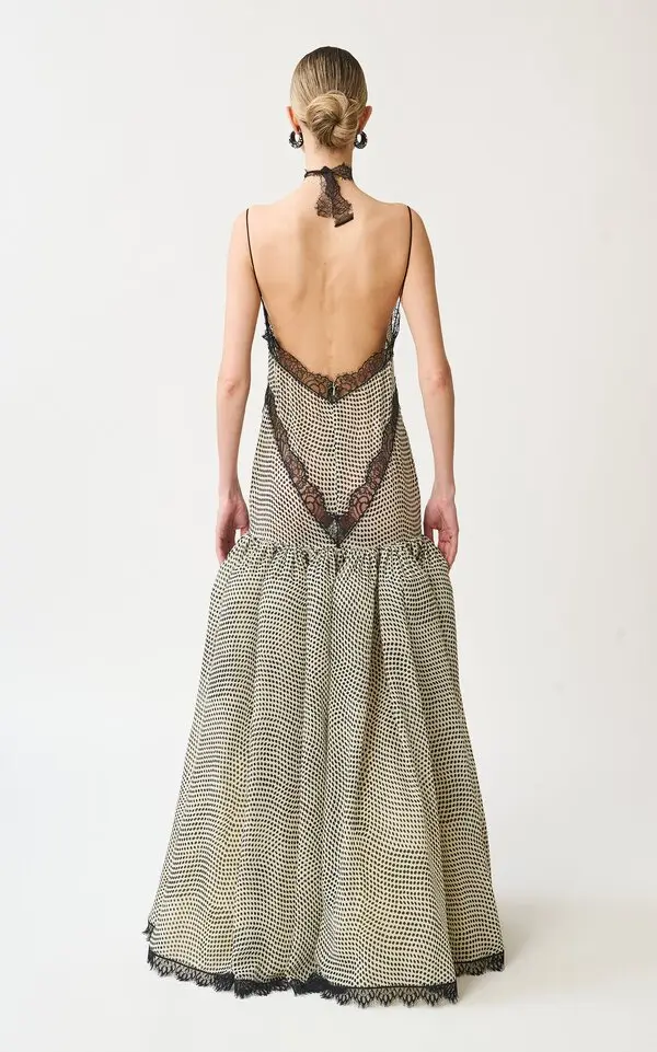 JUOZAS STATKEVICIUS Chiffon And Lace Maxi Dress