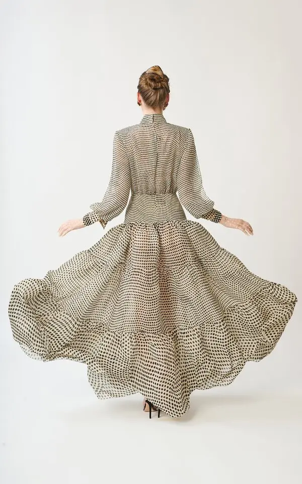 JUOZAS STATKEVICIUS Long-sleeve Voluminous Chiffon Maxi Dress