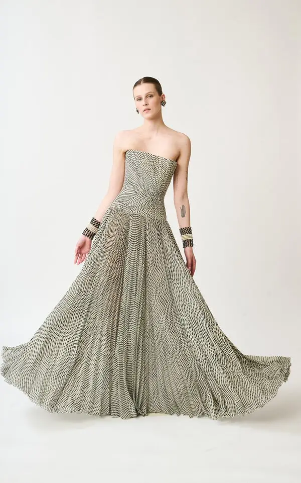 JUOZAS STATKEVICIUS Corset Chiffon Maxi Dress