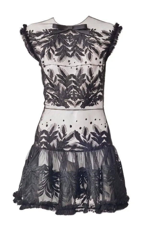 JUOZAS STATKEVICIUS Sleeveless Embroidered Tulle Mini Dress