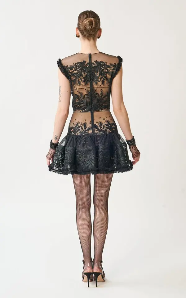 JUOZAS STATKEVICIUS Sleeveless Embroidered Tulle Mini Dress