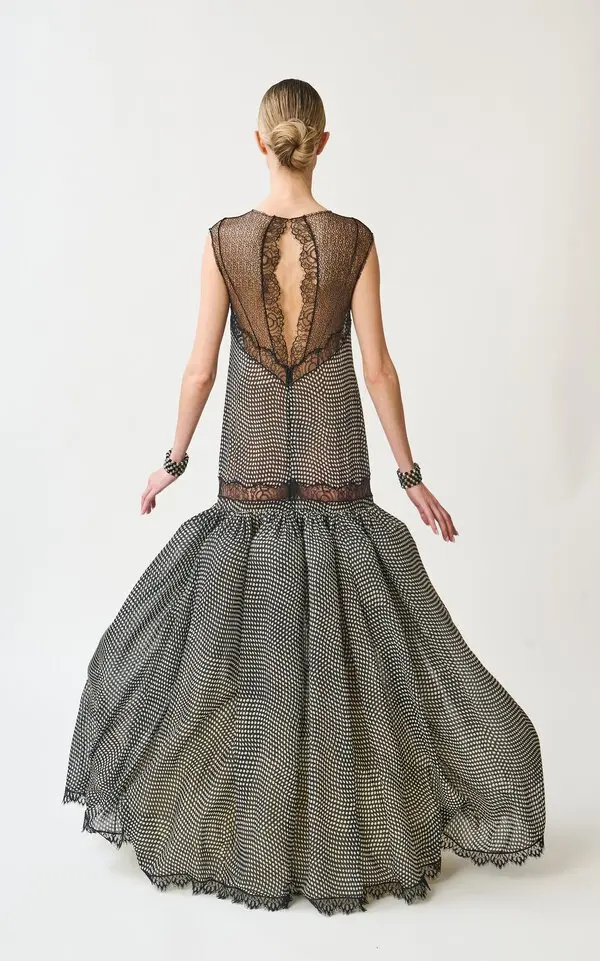 JUOZAS STATKEVICIUS Sleeveless Chiffon And Lace Maxi Dress