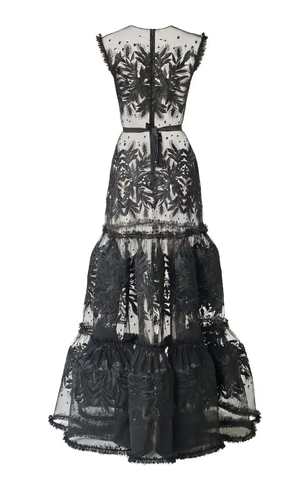 JUOZAS STATKEVICIUS Sleeveless Embroidered Tulle Gown