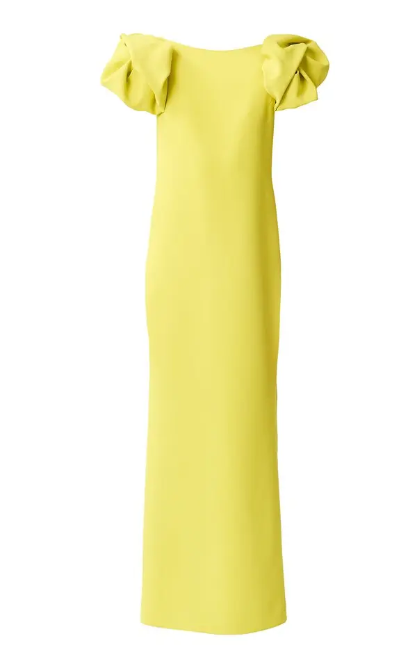 JUOZAS STATKEVICIUS Puff-sleeve Crepe Column Maxi Dress