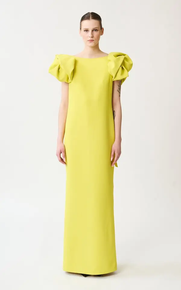 JUOZAS STATKEVICIUS Puff-sleeve Crepe Column Maxi Dress