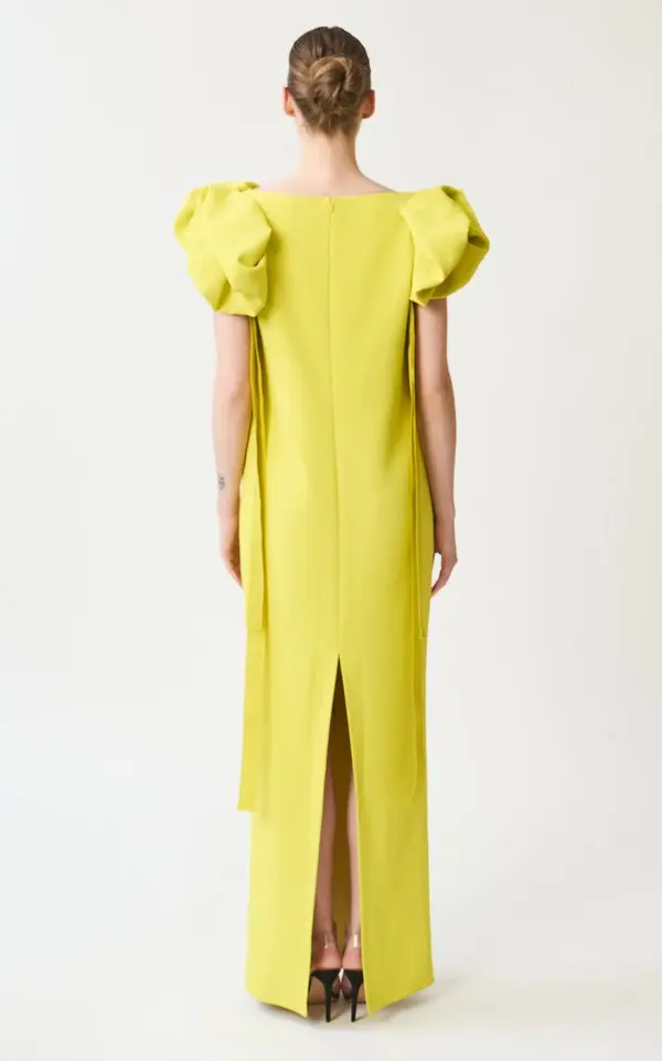 JUOZAS STATKEVICIUS Puff-sleeve Crepe Column Maxi Dress