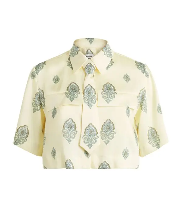 Sandro Paisley Tie-detail Crop Top - Yellow