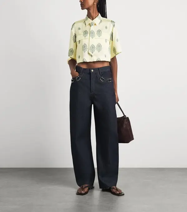 Sandro Paisley Tie-detail Crop Top