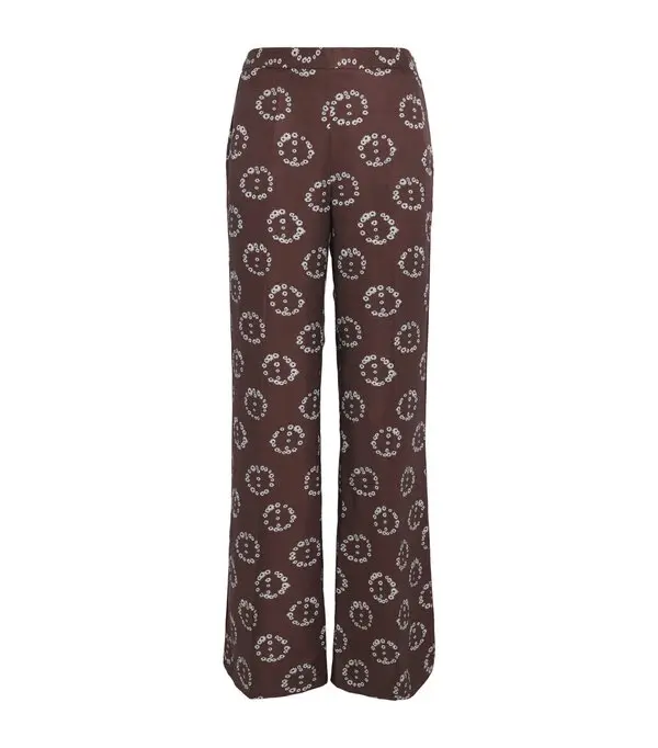 Sandro Floral Trousers - Brown
