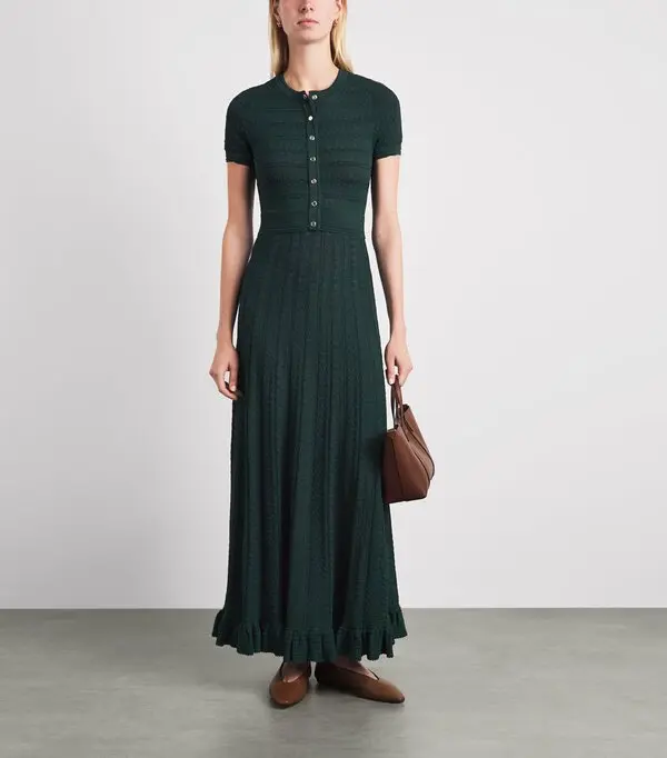 Sandro Pointelle-knit Midi Dress