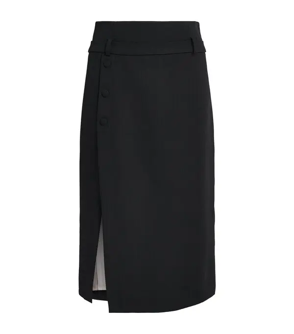 Sandro Wool Double-waistband Midi Skirt