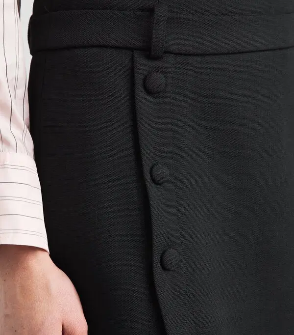 Sandro Wool Double-waistband Midi Skirt