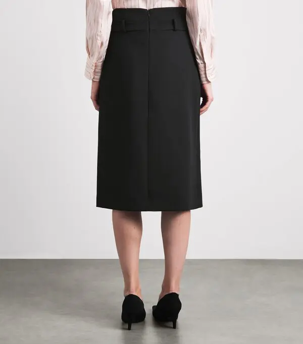 Sandro Wool Double-waistband Midi Skirt