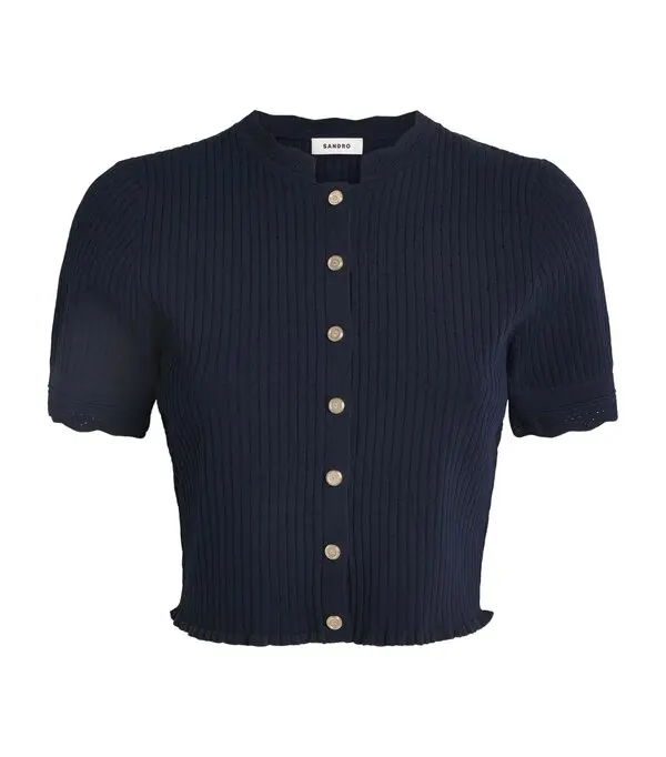 Sandro Rib-knit Cropped Cardigan
