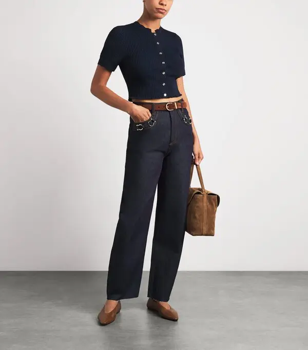 Sandro Rib-knit Cropped Cardigan