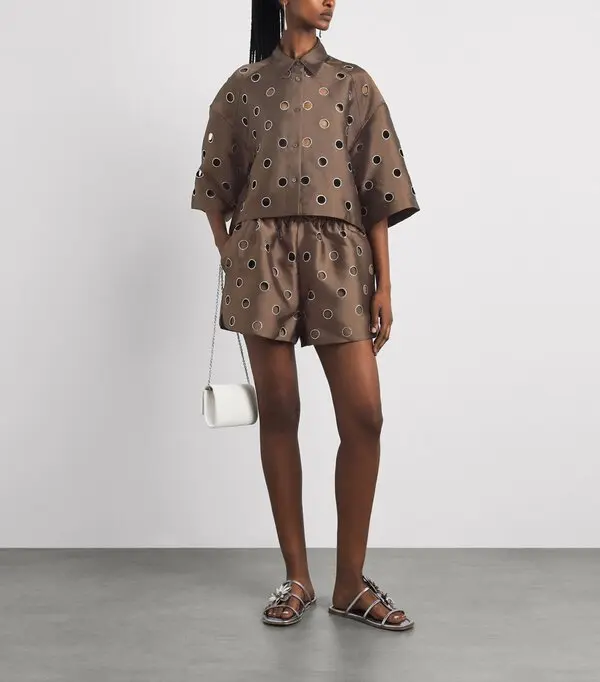 Sandro Rhinestone Cut-out Shorts