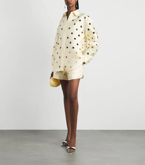 Sandro Rhinestone Cut-out Shorts - Beige