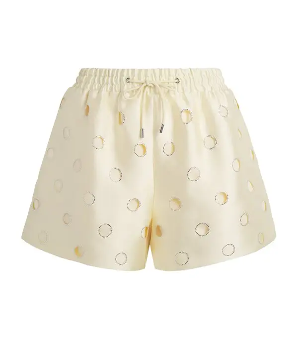 Sandro Rhinestone Cut-out Shorts - Beige