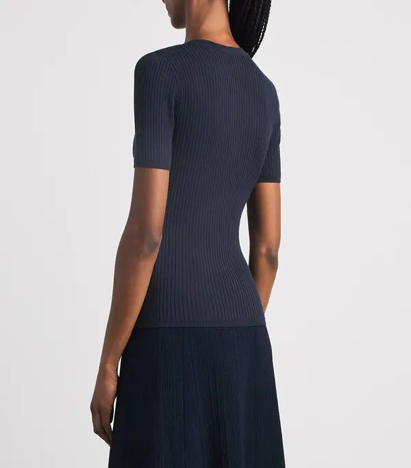 Sandro Rib-knit Short-sleeve Sweater