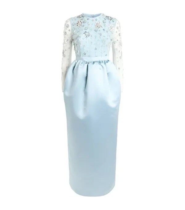 Huishan Zhang Satin Embellished Starla Dress - Blue