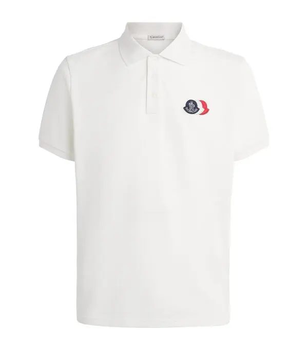 Moncler Cotton Tri-logo Patch Polo Shirt - White