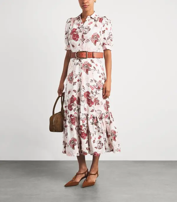 ME+EM Floral Print Shirt Maxi Dress