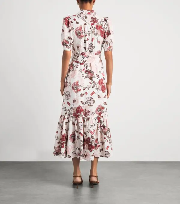 ME+EM Floral Print Shirt Maxi Dress