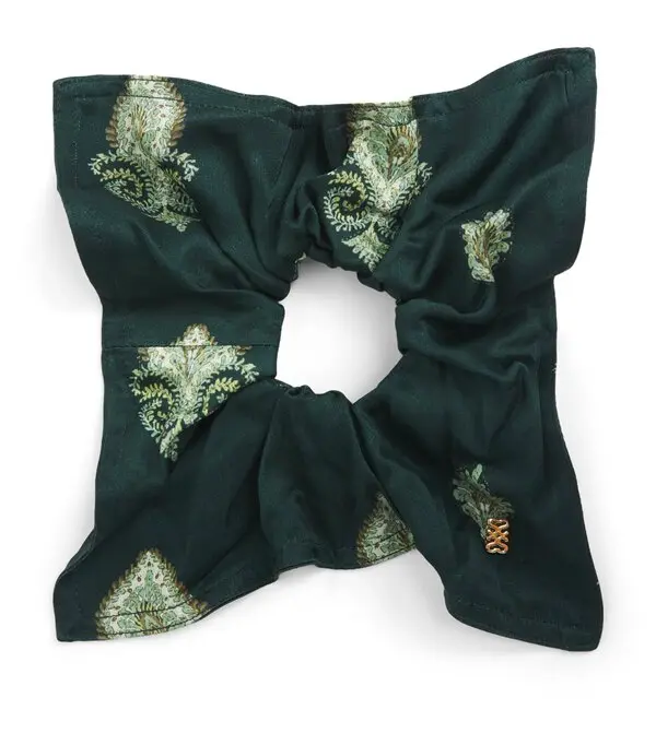 Sandro Silk Floral Print Scrunchie - Green
