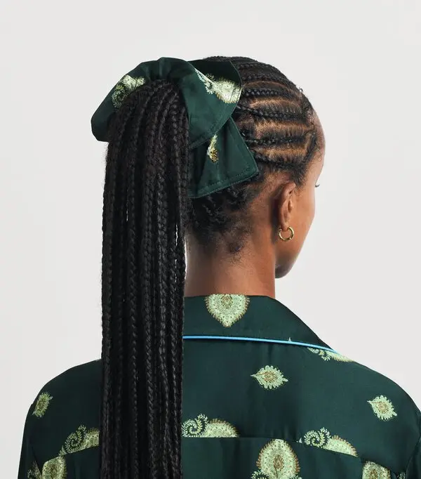 Sandro Silk Floral Print Scrunchie - Green
