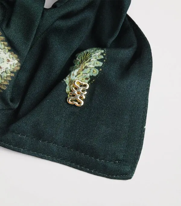 Sandro Silk Floral Print Scrunchie - Green