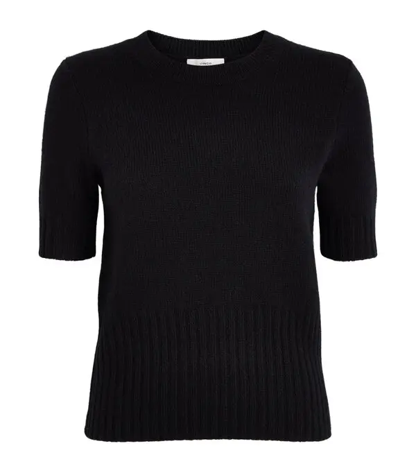 Vince Wool-cashmere Short Sleeve Sweater - Black