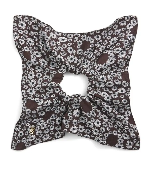 Sandro Silk Floral Print Scrunchie - Brown