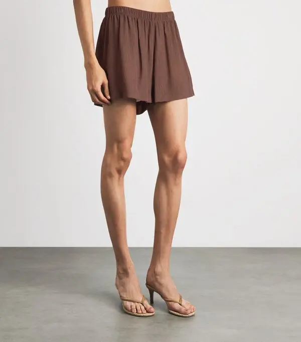 AWAY THAT DAY Maldives Textured Relaxed Fit Shorts - Brown