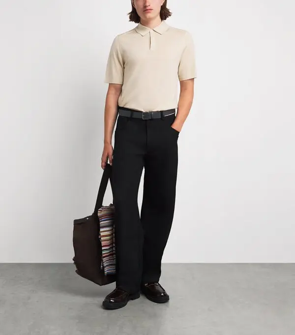 Paul Smith Leather Signature Stripe Edge Belt