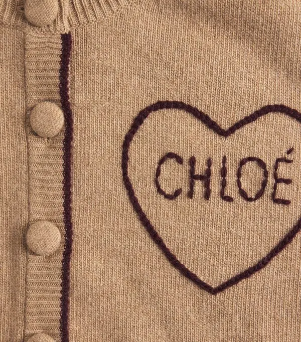 Chloé Wool-cashmere Heart Logo Cardigan