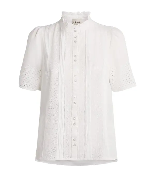 ME+EM Cotton Broderie Anglaise Blouse - White