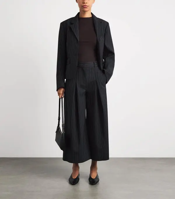 ME+EM Pinstripe Cropped Wide-leg Trousers