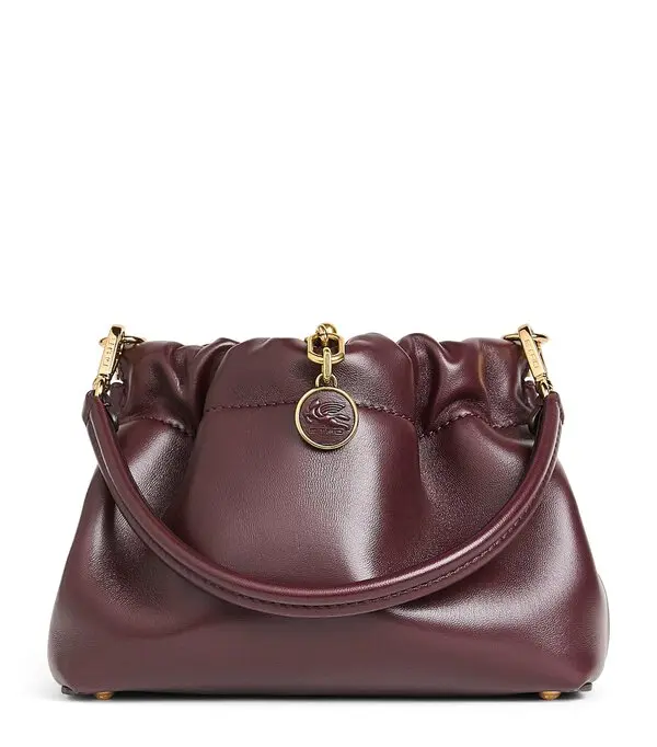Etro Small Leather Vela Blossom Shoulder Bag - Brown