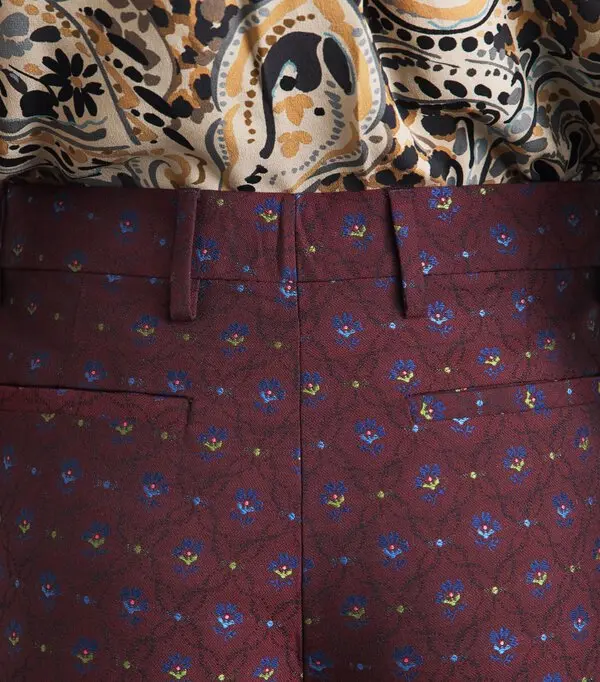 Etro Wool-cotton Floral Flared Trousers