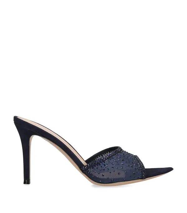 GIANVITO ROSSI Suede Embellished Rania Mules 85