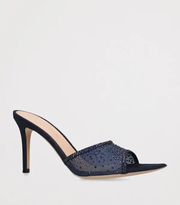 GIANVITO ROSSI Suede Embellished Rania Mules 85