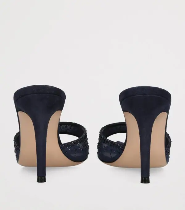 GIANVITO ROSSI Suede Embellished Rania Mules 85