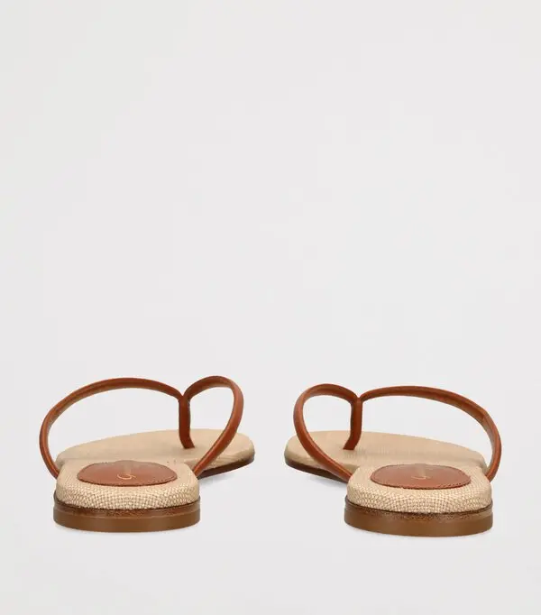 GIANVITO ROSSI Leather Calypso Flip Flop Sandals - Beige