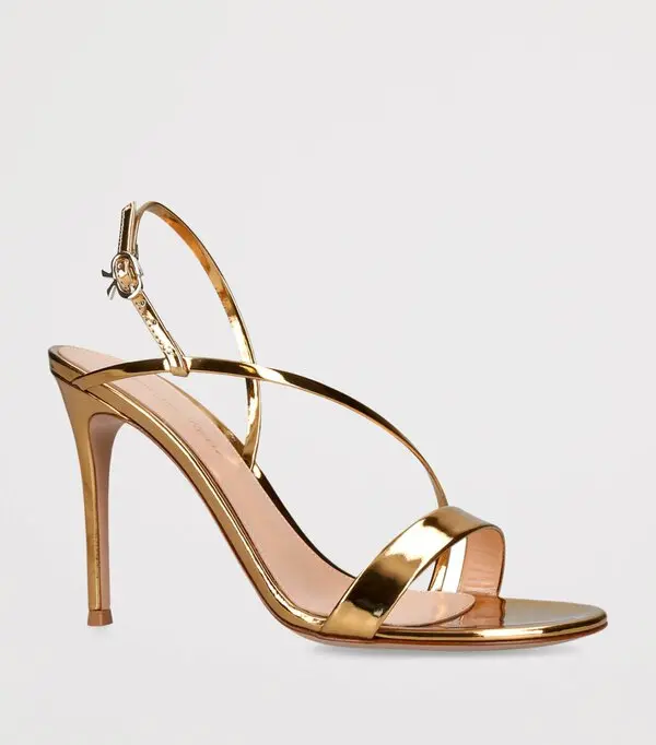 GIANVITO ROSSI Metallic Leather Heeled Sandals