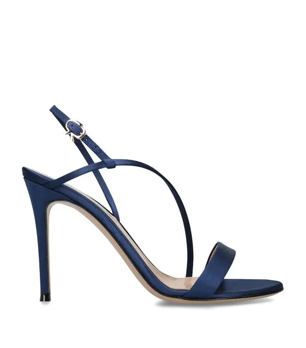 GIANVITO ROSSI Satin Manhattan Heeled Sandals 95 - Blue